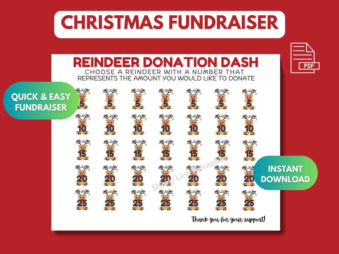 Reindeer Dash Christmas Fundraiser Board (fillable PDF) - Etsy