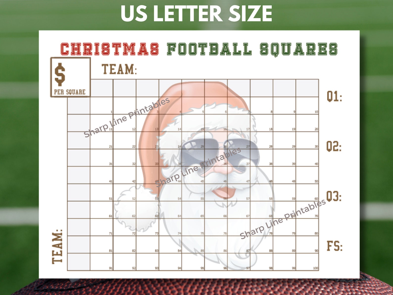 Football Squares Template Printable Editable PDF Christmas Football ...