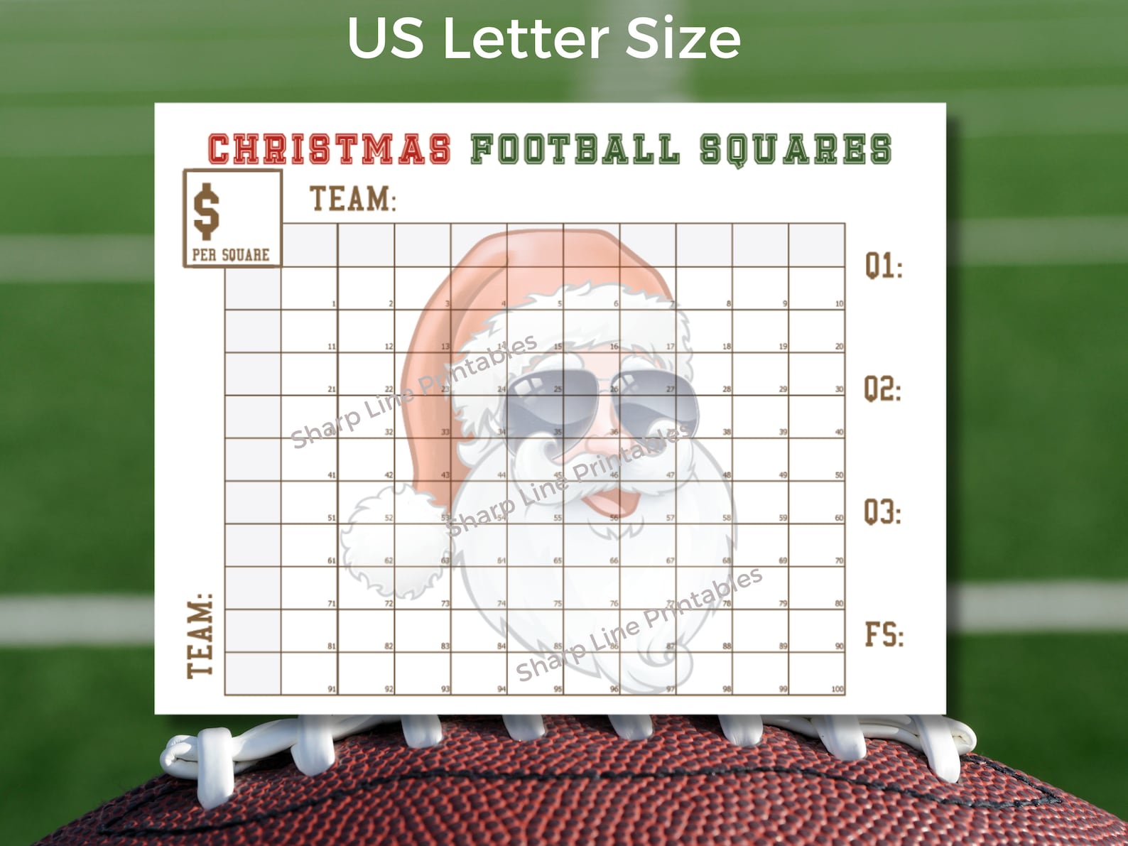 Printable Christmas Football Squares Template Football Fundraiser ...