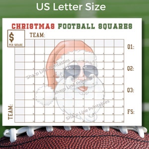 Printable Christmas Football Squares Template Football Fundraiser ...