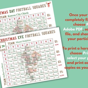 Editable Football Squares Template Christmas Football Fundraiser ...