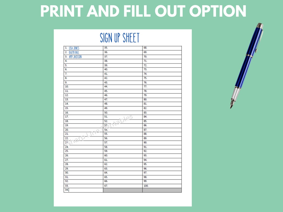 Customizable Fillable Tracking Sheet Printable Fillable Form PDF Names ...
