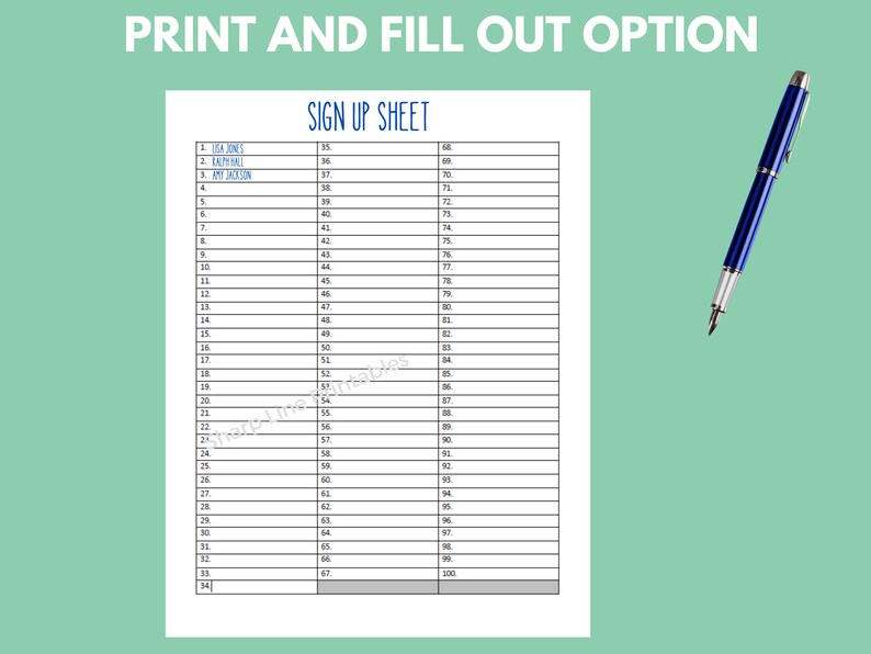 Customizable Fillable Tracking Sheet Printable Fillable Form PDF Names ...