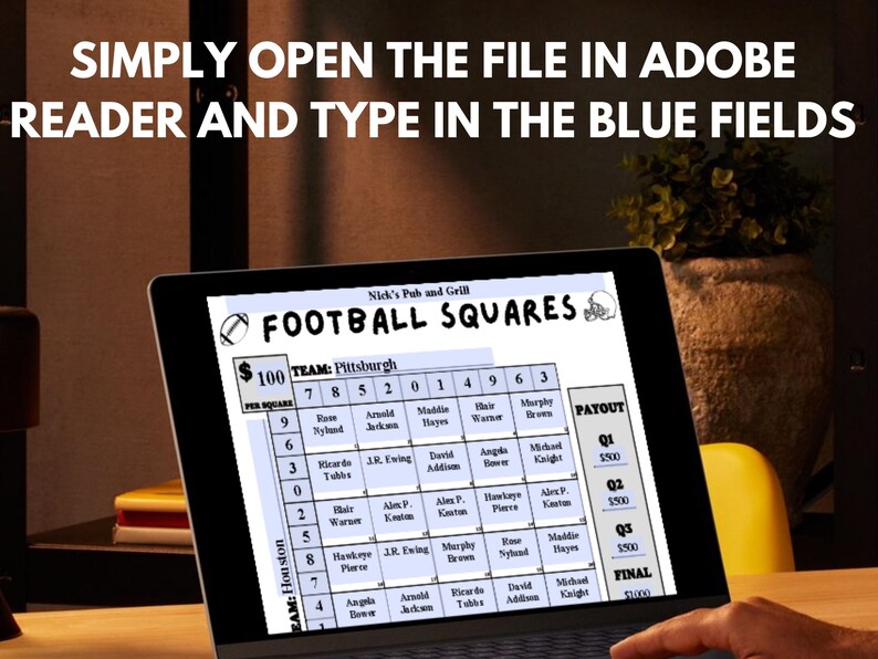 25 Football Squares Printable | Editable Football Square Fundraiser ...