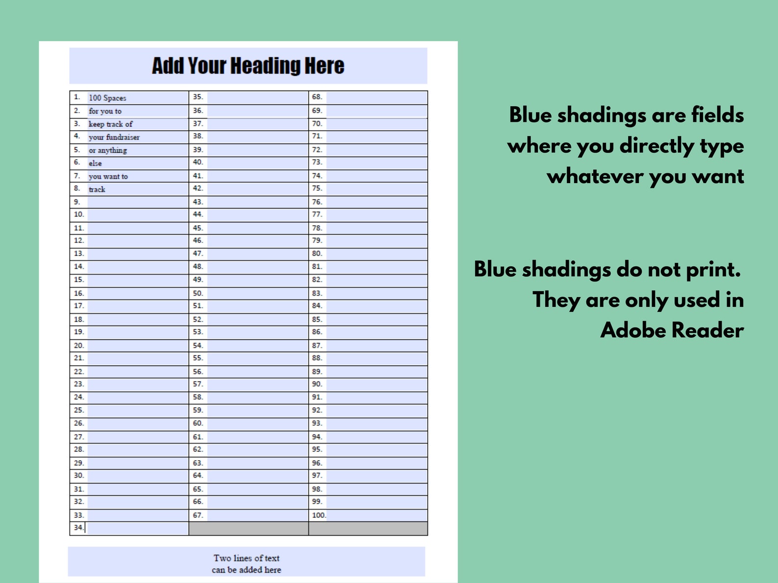 Customizable Fillable Tracking Sheet Printable Fillable Form PDF Names ...