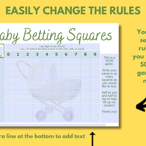 Baby Shower Game: Betting Squares, Gender Neutral (fillable PDF) - Etsy