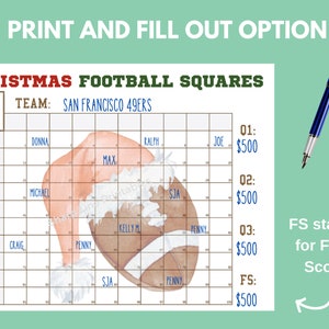 Christmas Football Squares Template: Editable Printable (PDF) - Etsy
