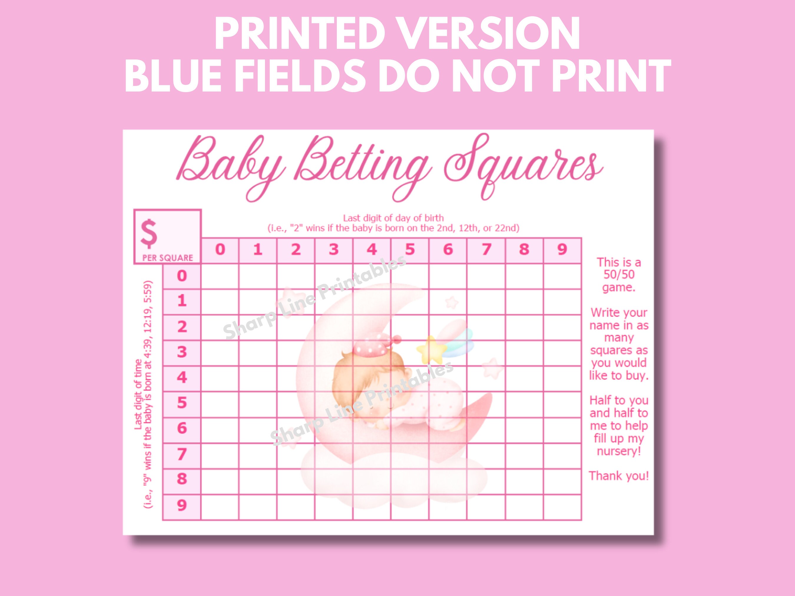 Baby Betting Squares Shower Game Editable Baby Shower Game Printable ...