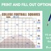 College Football Squares Template Printable Editable PDF Football ...