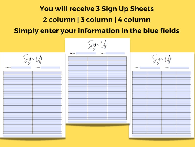 Editable Sign up Sheet Template - Editable PDF Form, Easy to Edit - Etsy