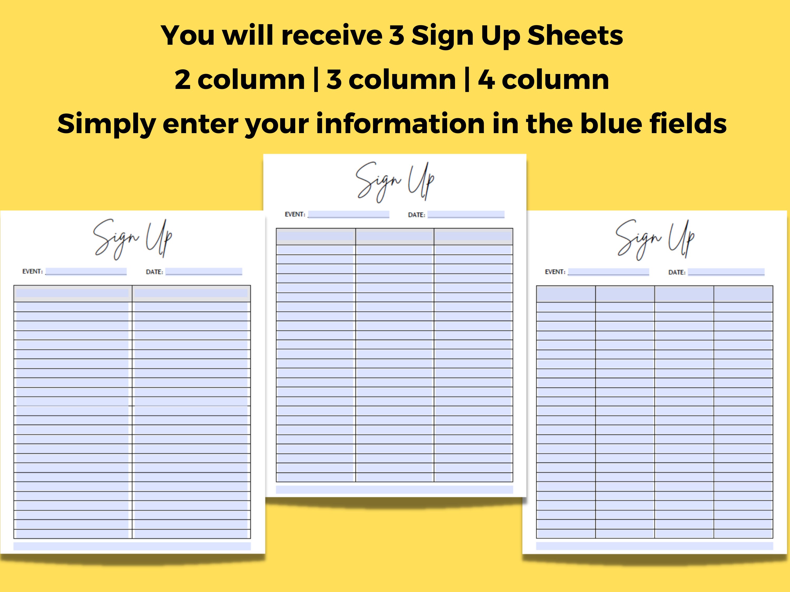 Editable Sign up Sheet Template - Editable PDF Form, Easy to Edit - Etsy