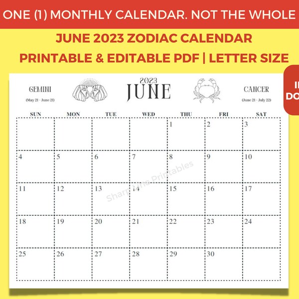 June Fillable Calendar - Etsy