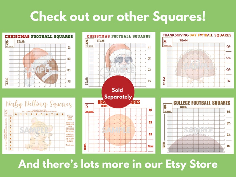 Editable Football Squares 100 Boxes Template Printable PDF Football ...