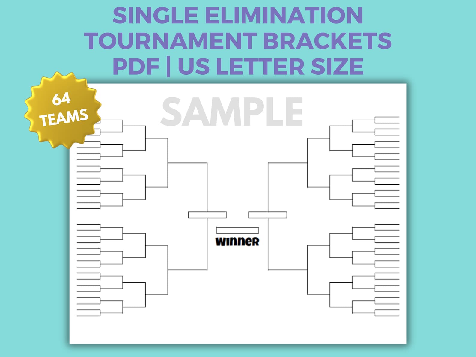 Printable Tournament Bracket: Sports & Games, 4-64 Teams (PDF) - Etsy