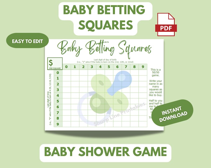 Baby Pool Game Baby Shower Printable Editable Baby Shower Activity Baby ...