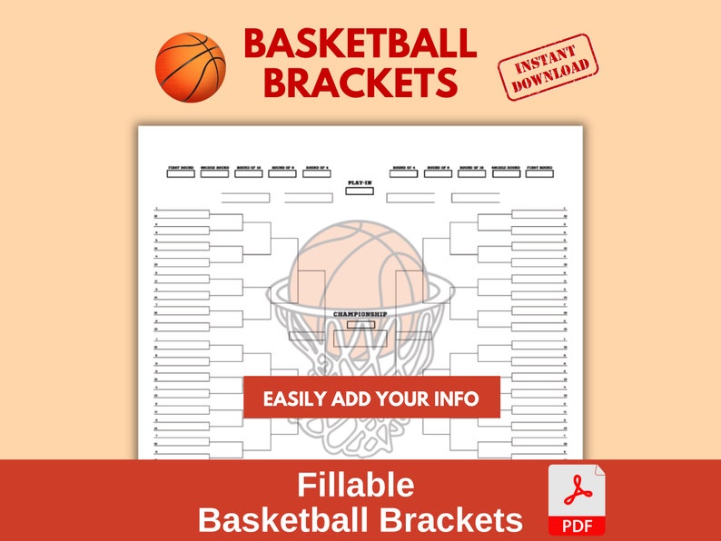 Printable NCAA Basketball Bracket March Madness Template for Tournament ...