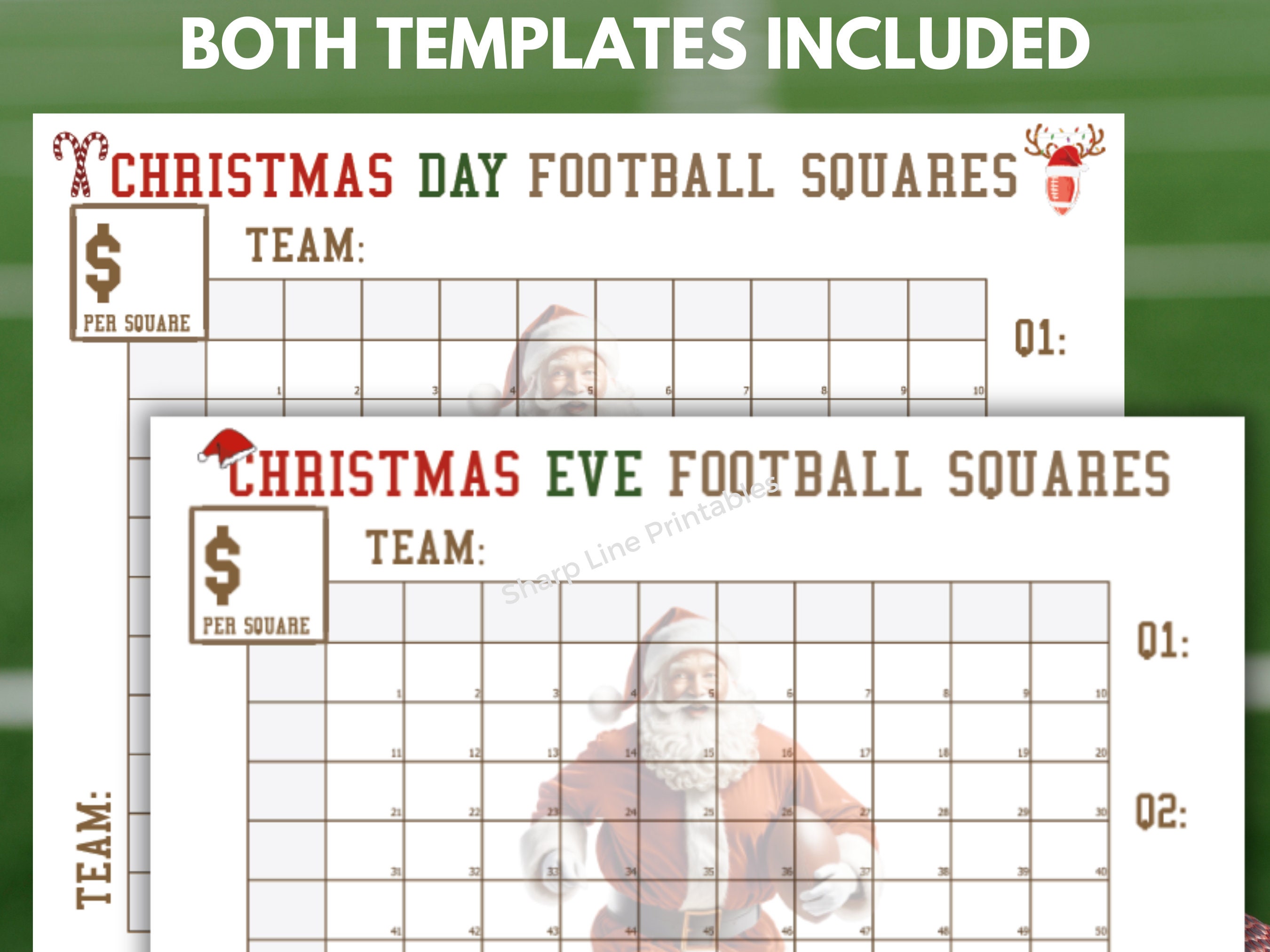 Printable Football Squares Template Christmas Football Fundraiser ...