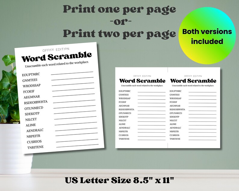 Office Word Scramble Printable – Fun Icebreaker Game for Coworkers ...