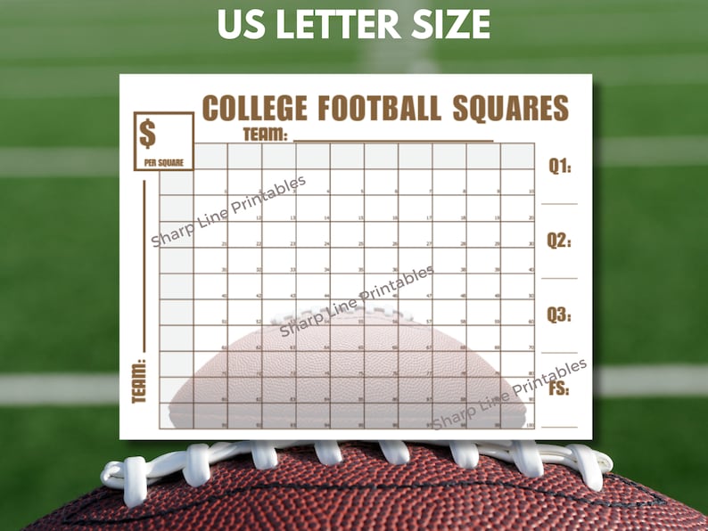 College Football Squares Template Printable Editable PDF Football ...