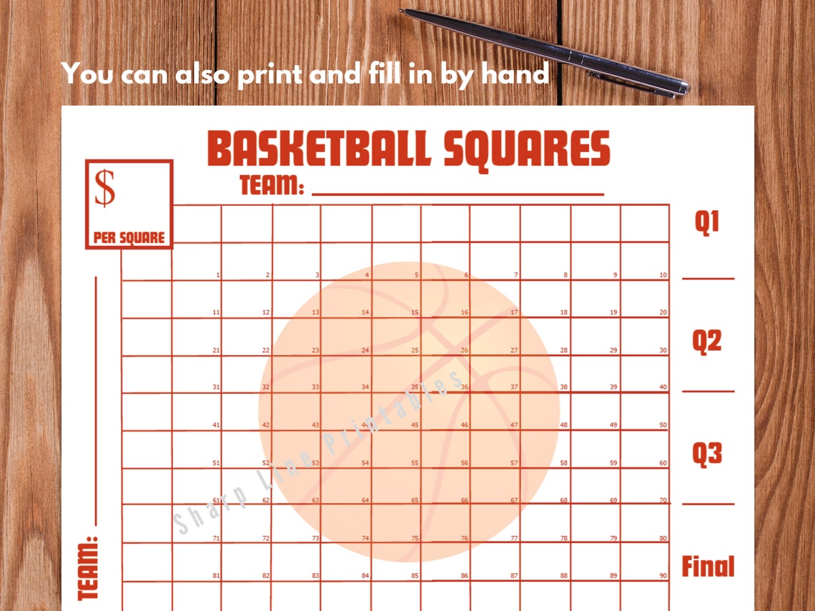 Printable Basketball Squares Template Basketball Game Basketball ...