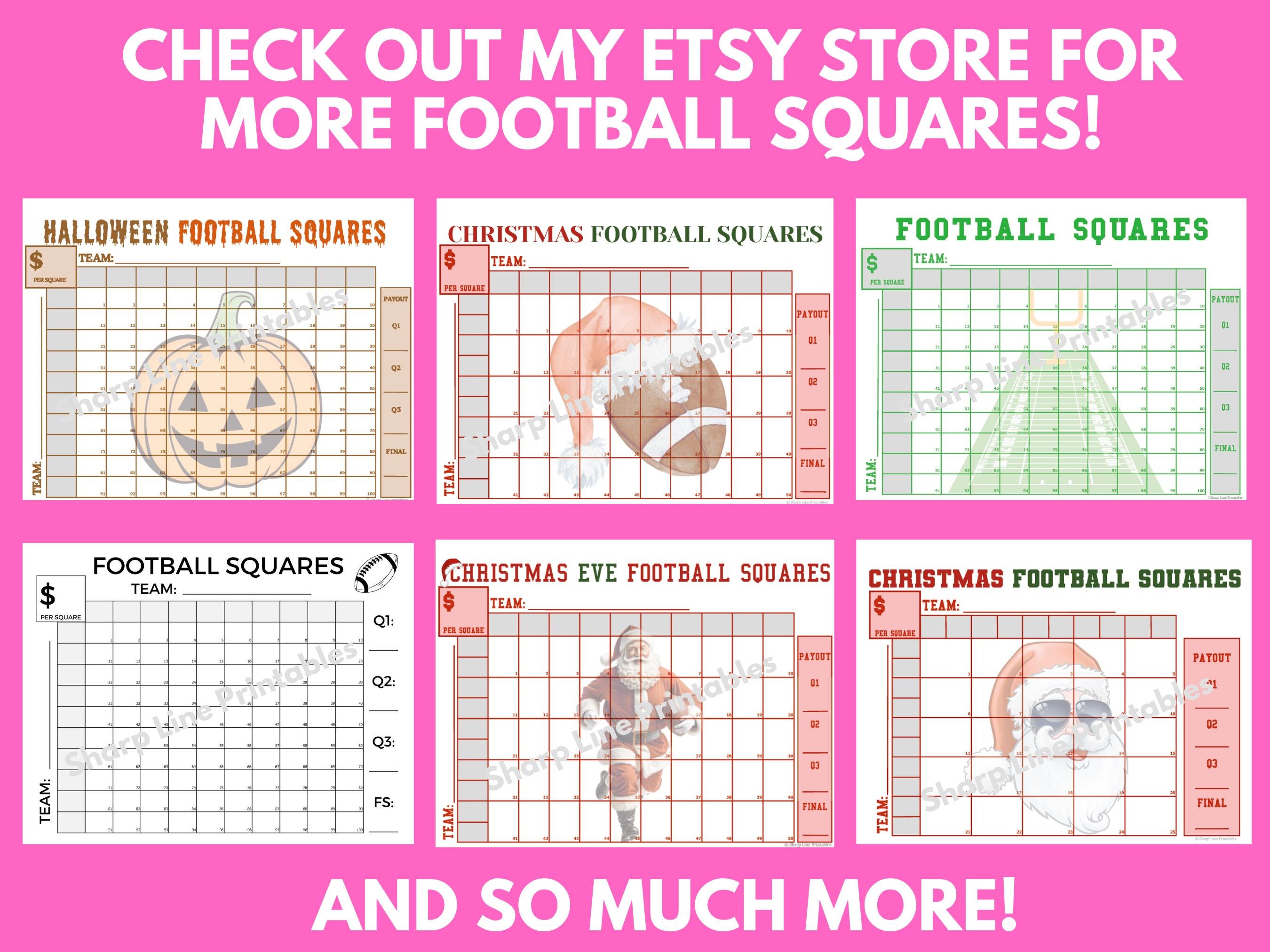 25 Football Squares Game Printable PDF | 25 Numbered Squares | Football ...