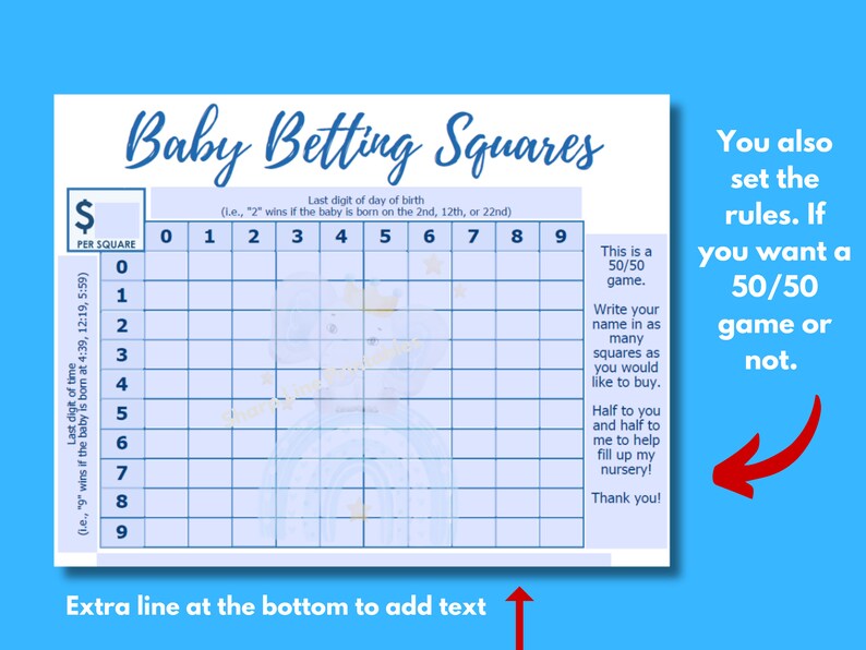 Editable Baby Betting Game | Fun Baby Shower Activity | Printable Baby ...