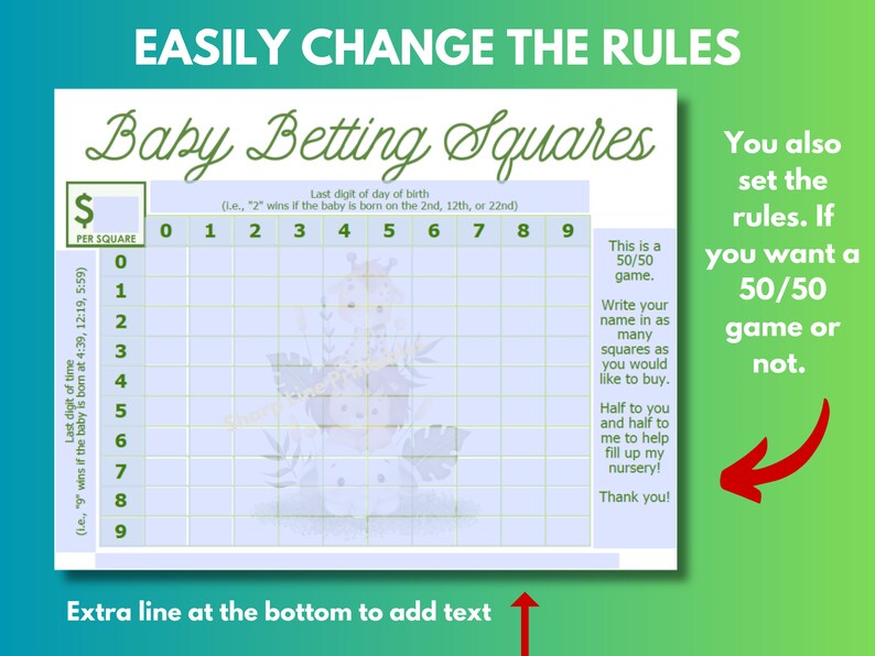 Editable Baby Guessing Game Template, Baby Betting Squares Game, Fun ...