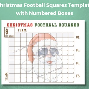 Printable Christmas Football Squares Template Football Fundraiser ...