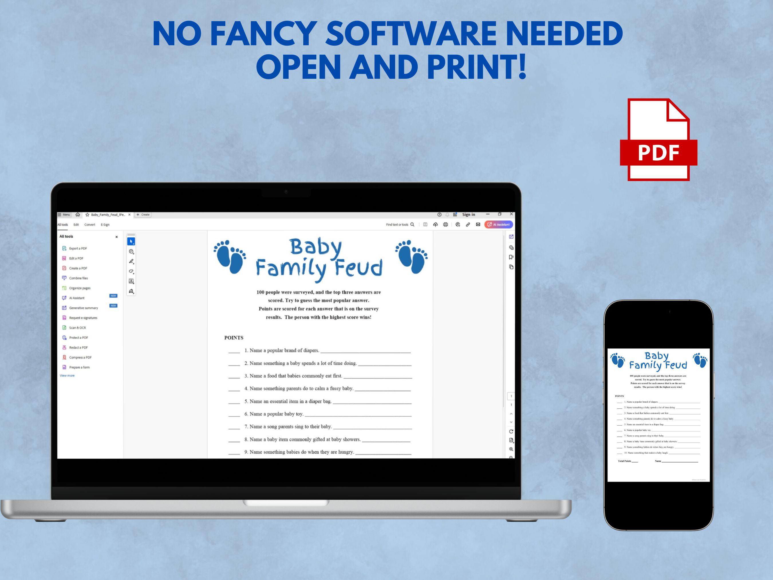 Baby Shower Family Feud Game Printable | Blue Footprints Theme ...