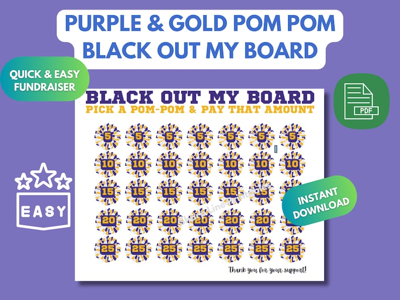 Cheer Fundraiser Template | Customizable | Black Out My Board ...