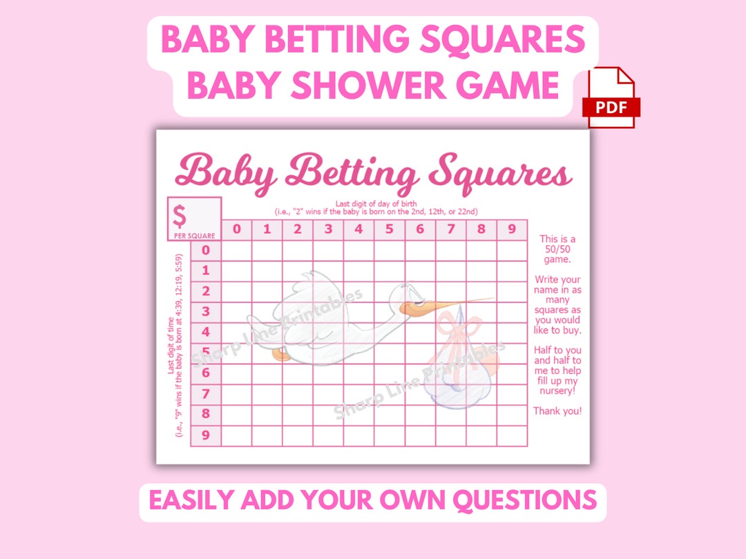 Baby Betting Squares Game: Editable Pink Baby Shower (printable) - Etsy