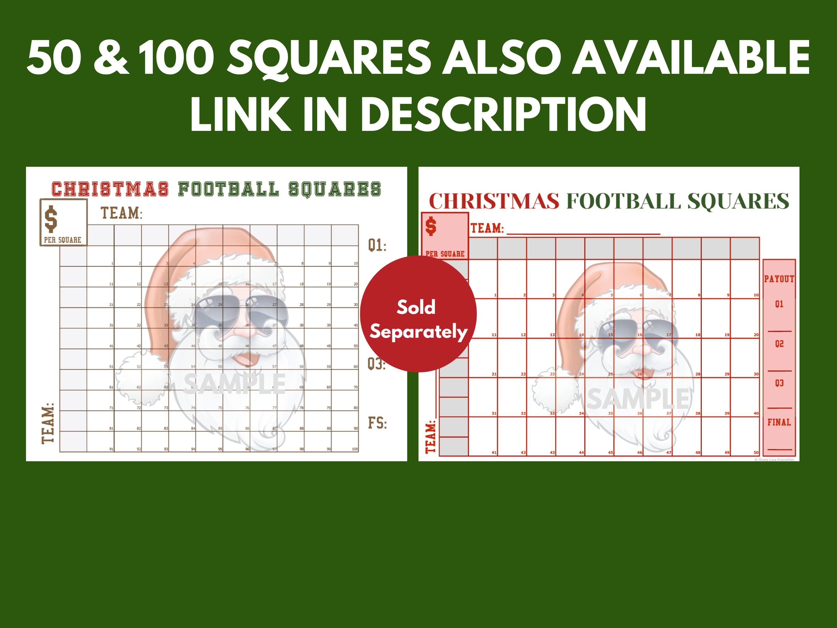 25 Football Squares Template Printable Editable PDF Christmas Football ...