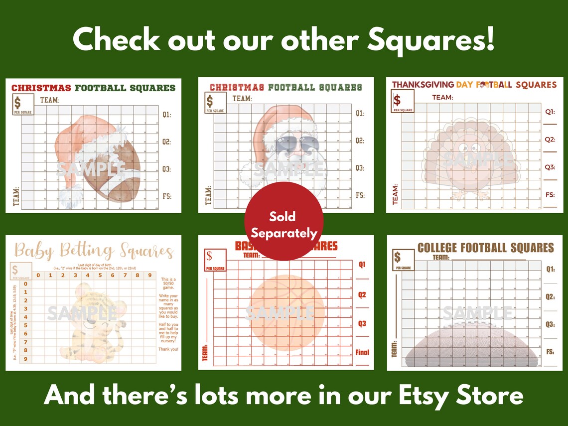 Editable Football Squares Template Printable Editable PDF Football ...