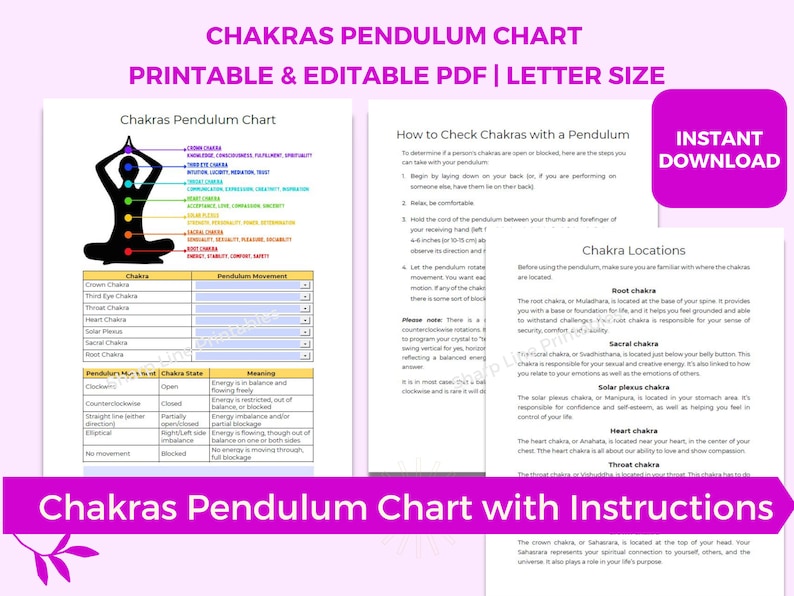 Chakra Pendulum Chart Printable | Fillable PDF for Adobe Reader - Etsy Australia
