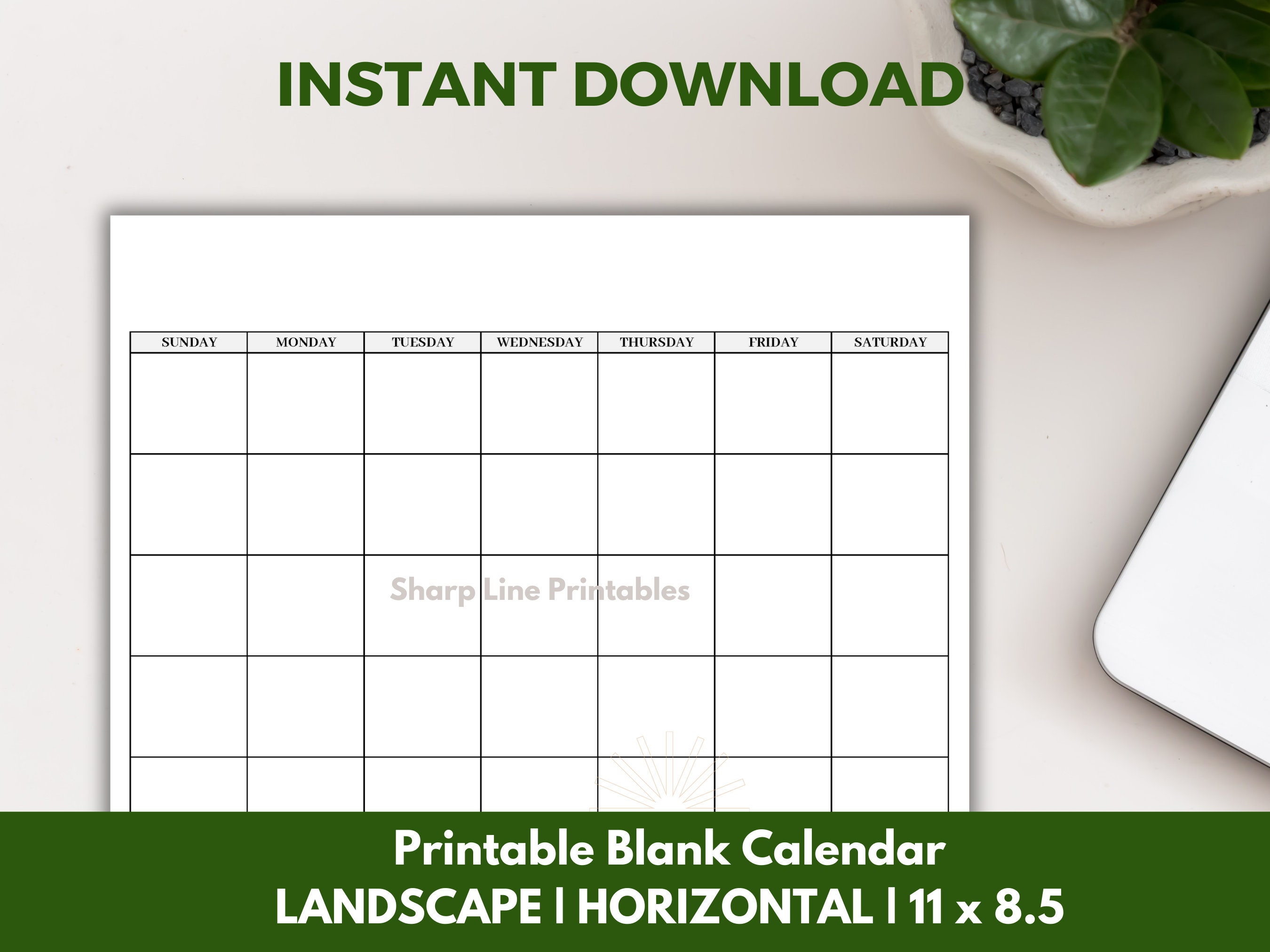 Blank Calendar Page. Printable Monthly Calendar. Monthly Planner ...