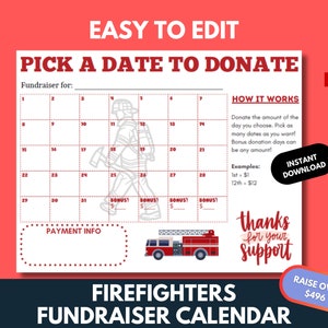Firefighter Fundraiser Calendar, Pick a Date to Donate Fire Department ...