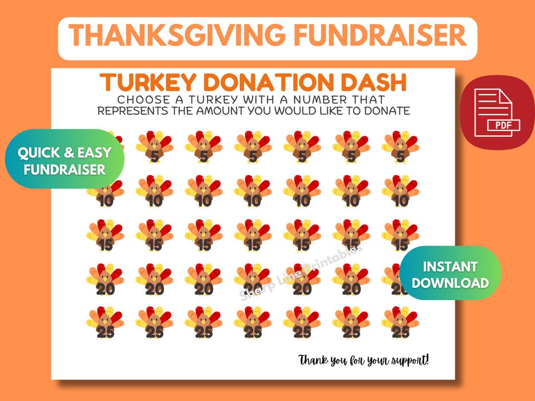 Thanksgiving Turkey Fundraiser Board: Black Out Donation (PDF) - Etsy