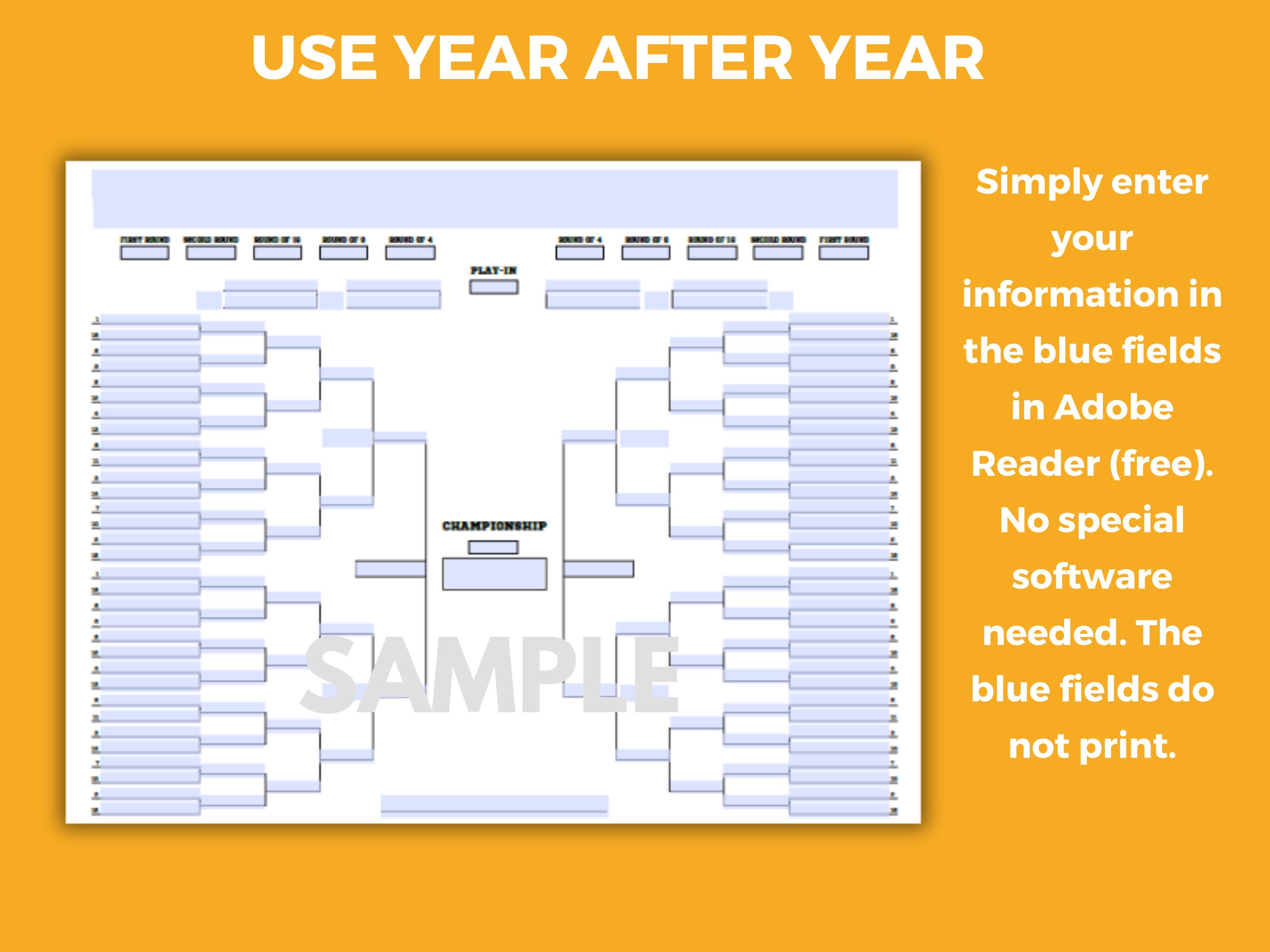 Customizable College Basketball Tournament Brackets - Fillable PDF - Etsy