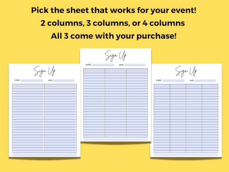 Editable Sign up Sheet Template - Editable PDF Form, Easy to Edit - Etsy