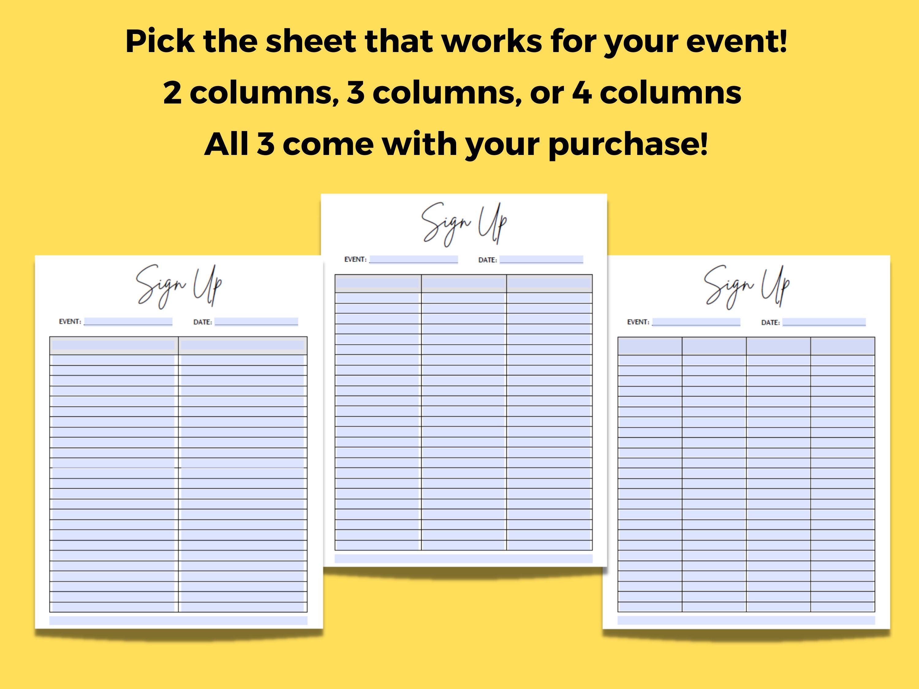 Editable Sign up Sheet Template - Editable PDF Form, Easy to Edit - Etsy