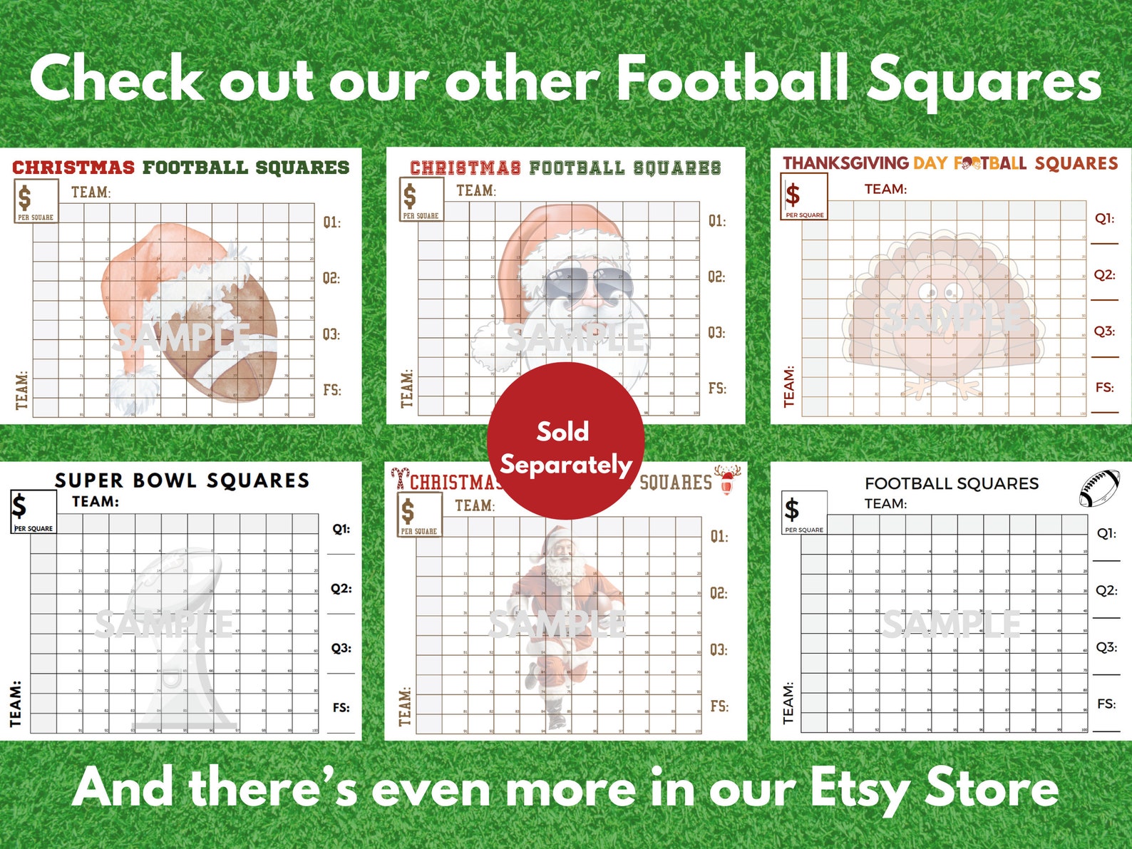 25 Football Squares Template Printable Editable PDF Christmas Football ...