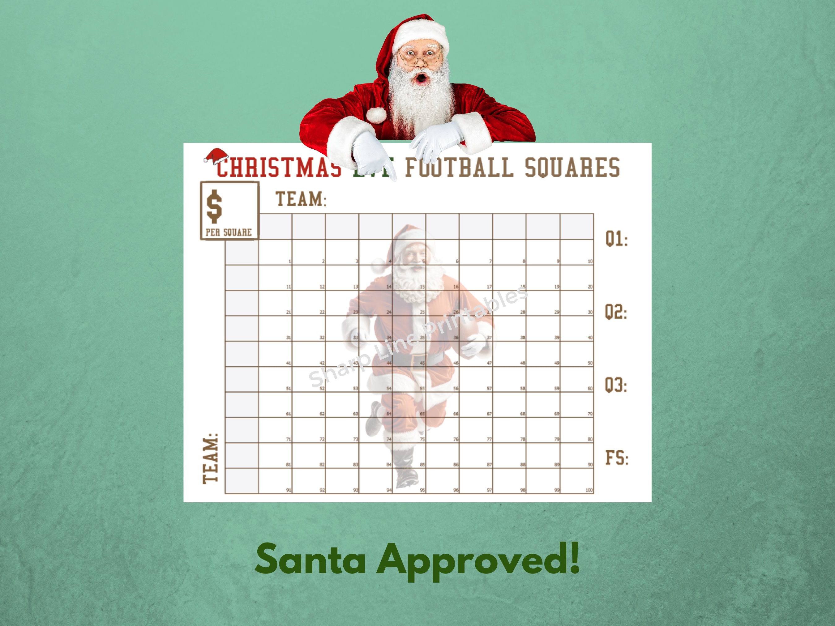Printable Football Squares Template Christmas Football Fundraiser ...