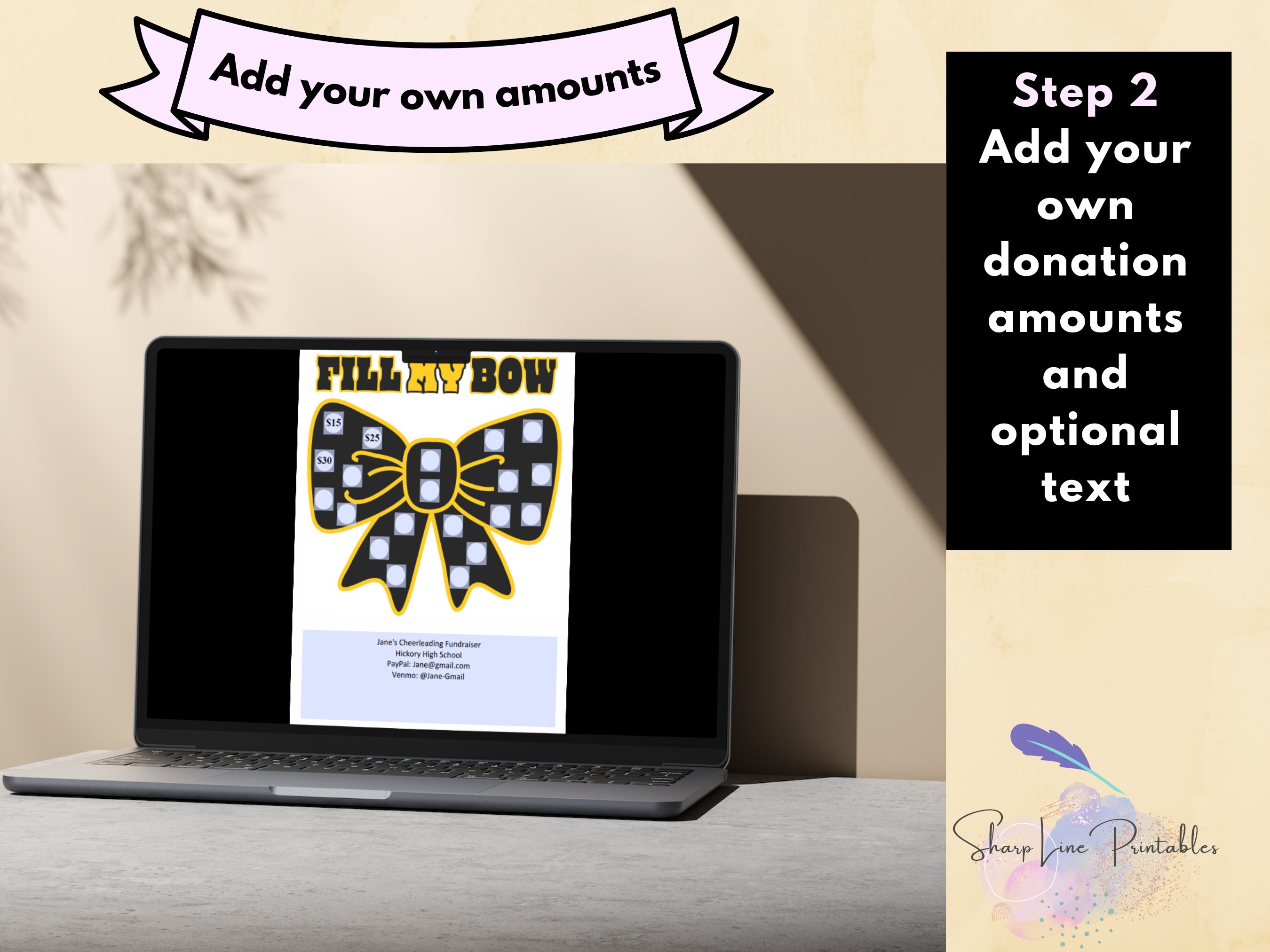 Cheer Bow Fundraiser Donation Form, Cheerleading Fundraising Template ...