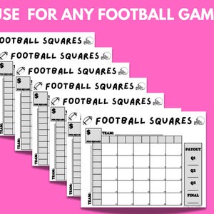 25 Football Squares Game Printable PDF | 25 Numbered Squares | Football ...