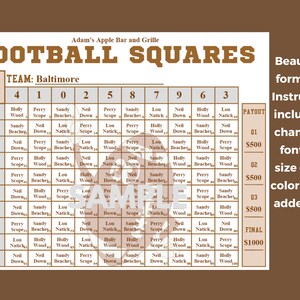 Editable Football Squares Template Printable Editable PDF Football ...