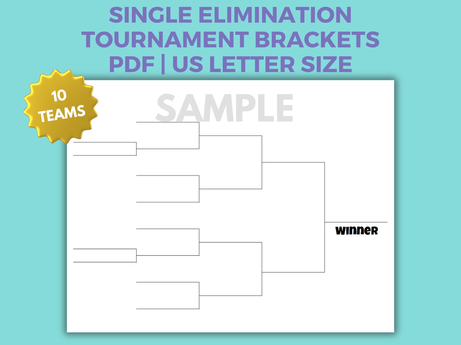 Printable Tournament Bracket: Sports & Games, 4-64 Teams (PDF) - Etsy