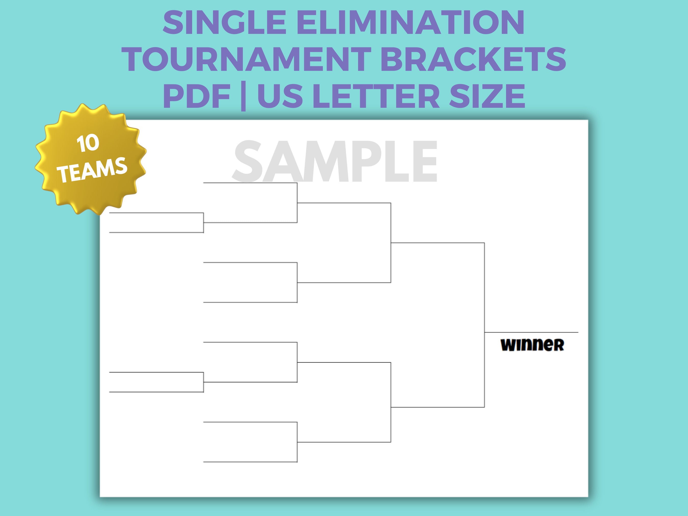 Printable Tournament Bracket: Sports & Games, 4-64 Teams (PDF) - Etsy