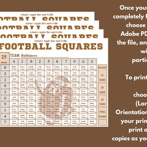 Editable Football Squares Template Printable Editable PDF Football ...