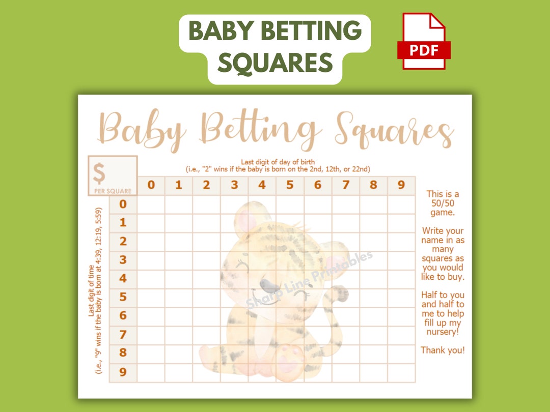 Editable Baby Shower Betting Squares Game: Printable PDF for Due Date ...