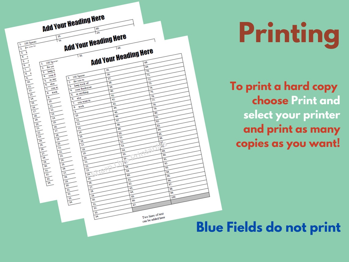 Customizable Fillable Tracking Sheet Printable Fillable Form PDF Names ...